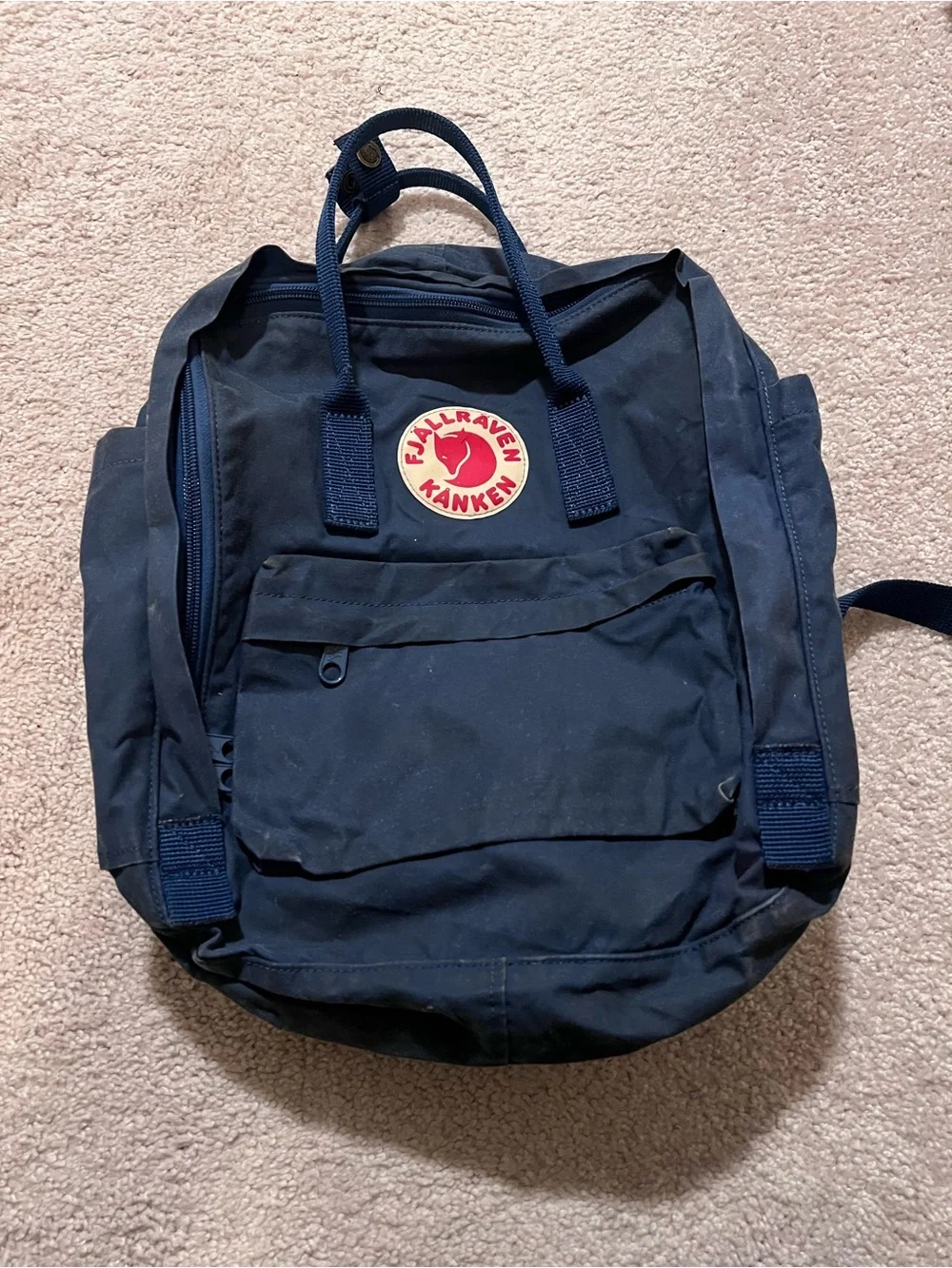 Fjallraven | Bags | Fjallraven Kanken Backpack In Navy With Red Logo ...